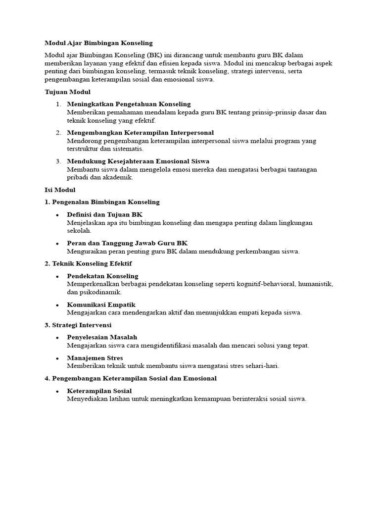 Modul Ajar Bimbingan Konseling | PDF