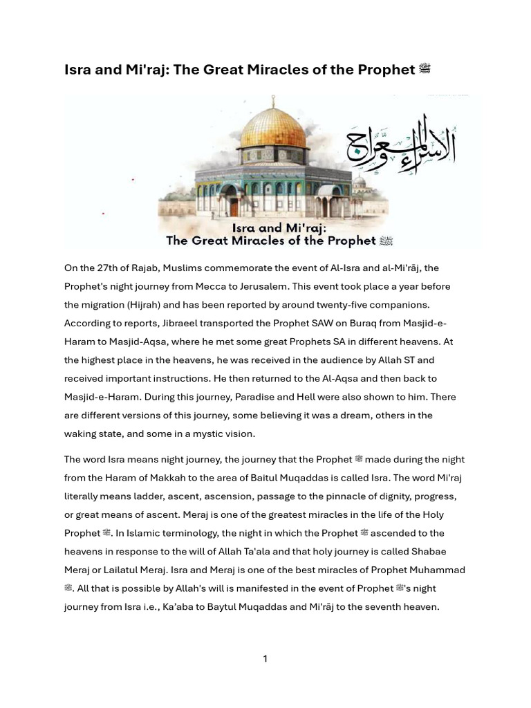 Isra and Mi'raj: Prophet's Night Journey | PDF | Muhammad | Religious ...