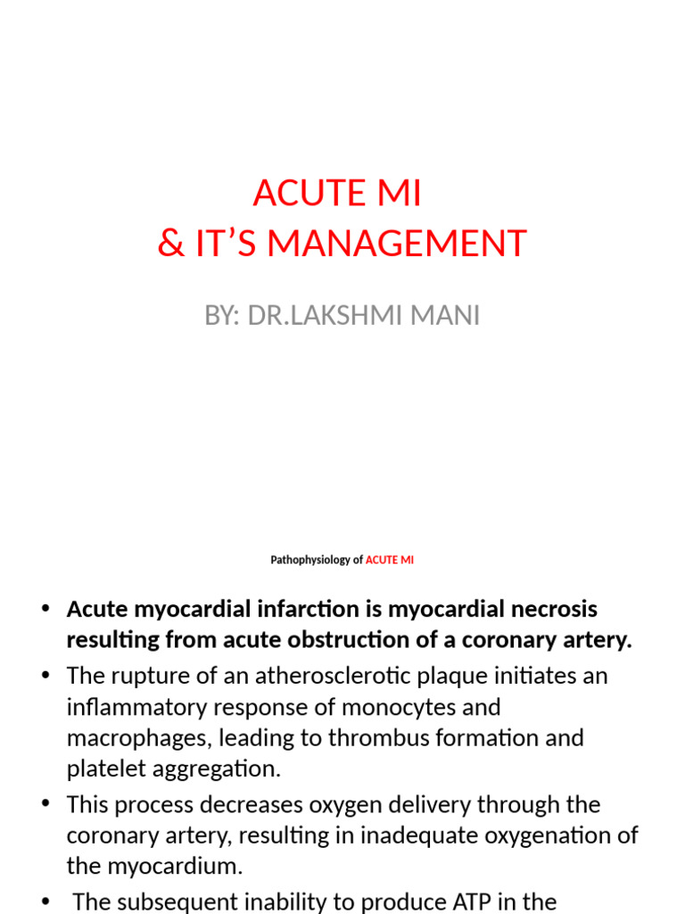 Acute Mi Management | PDF | Myocardial Infarction | Percutaneous ...