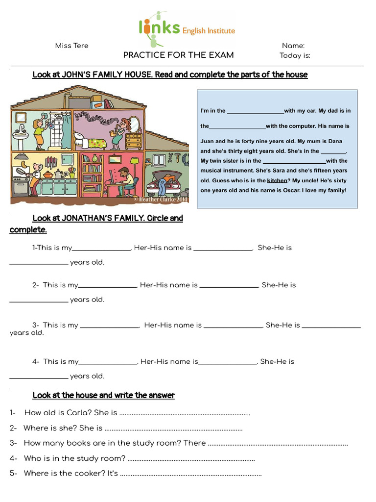 Family House Exam Practice Worksheet Pdf