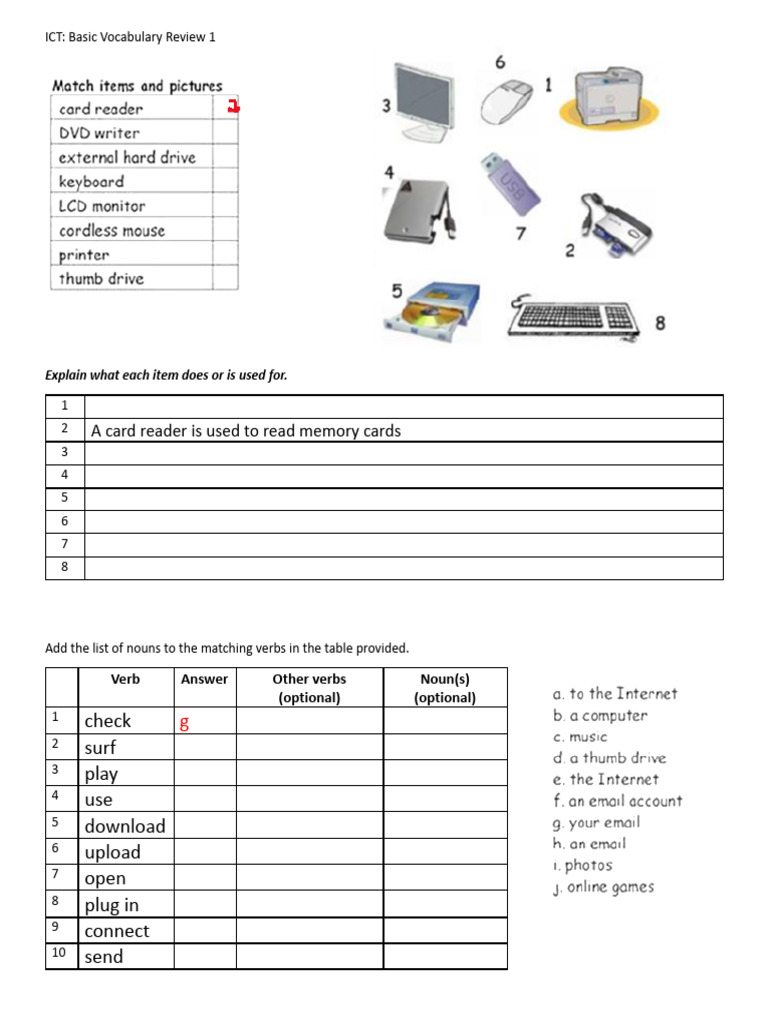 ICT Vocabulary Review 1-U2 - Trong Lam | PDF