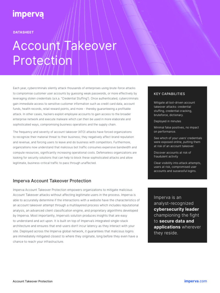 Account Takeover Protection - DATASHEET | PDF | Malware | Computer Security