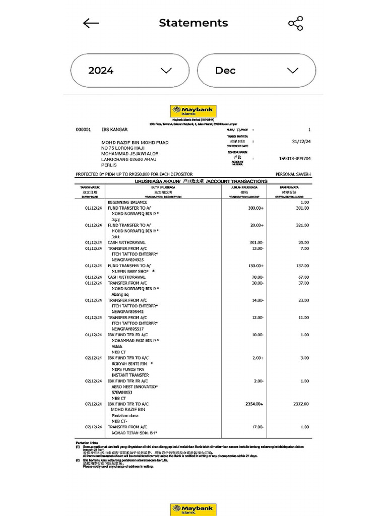 Statement Mohd Razif PDF 20250310 21.02.00 | PDF