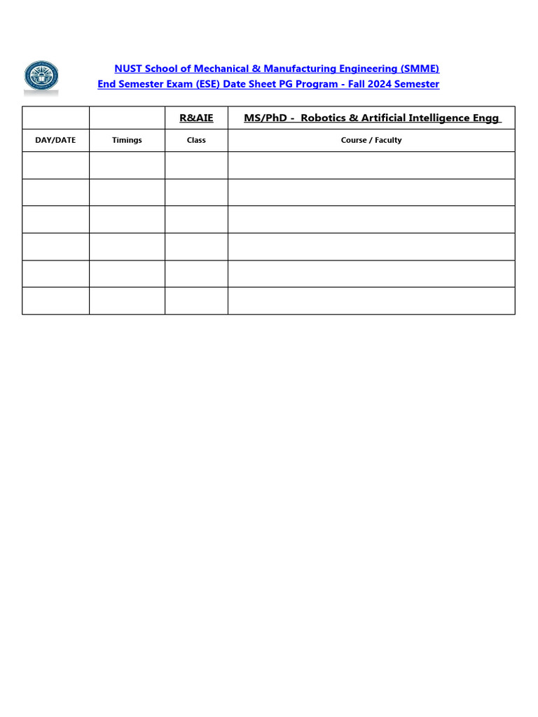 End-Semester-Exam-ESE-Datesheet-Fall-2024-Semester-RAI-Engg-MS-PhD ...