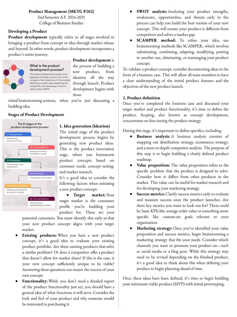 MKTG P202 Developing A Product 3 | PDF | Marketing | Scrum (Software Development)