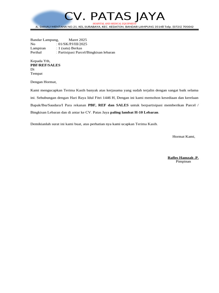 Surat Permintaan THR | PDF