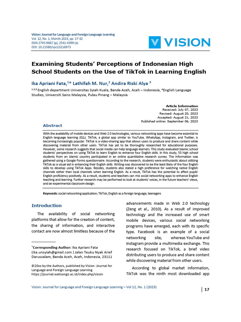 TIKTOK-Vision | PDF | Learning | Language Acquisition