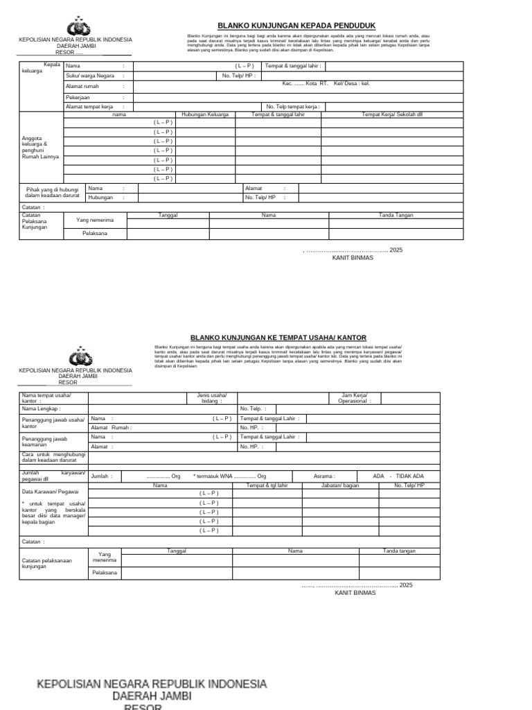 blangko kunjungan | PDF