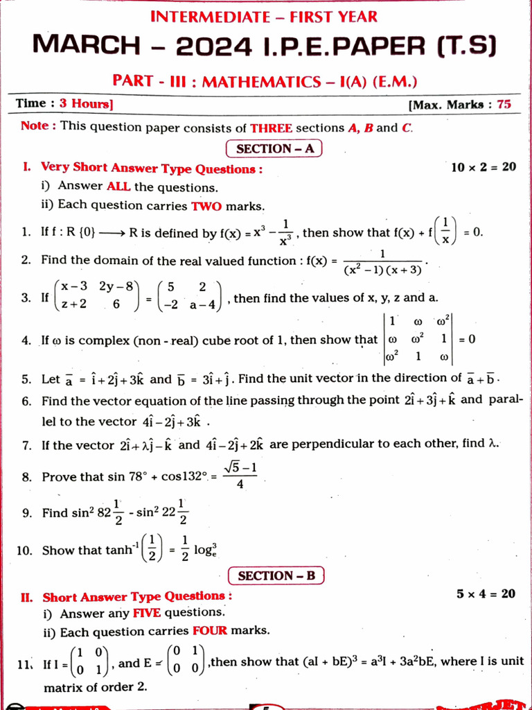 Maths 1A Imp Ques | PDF