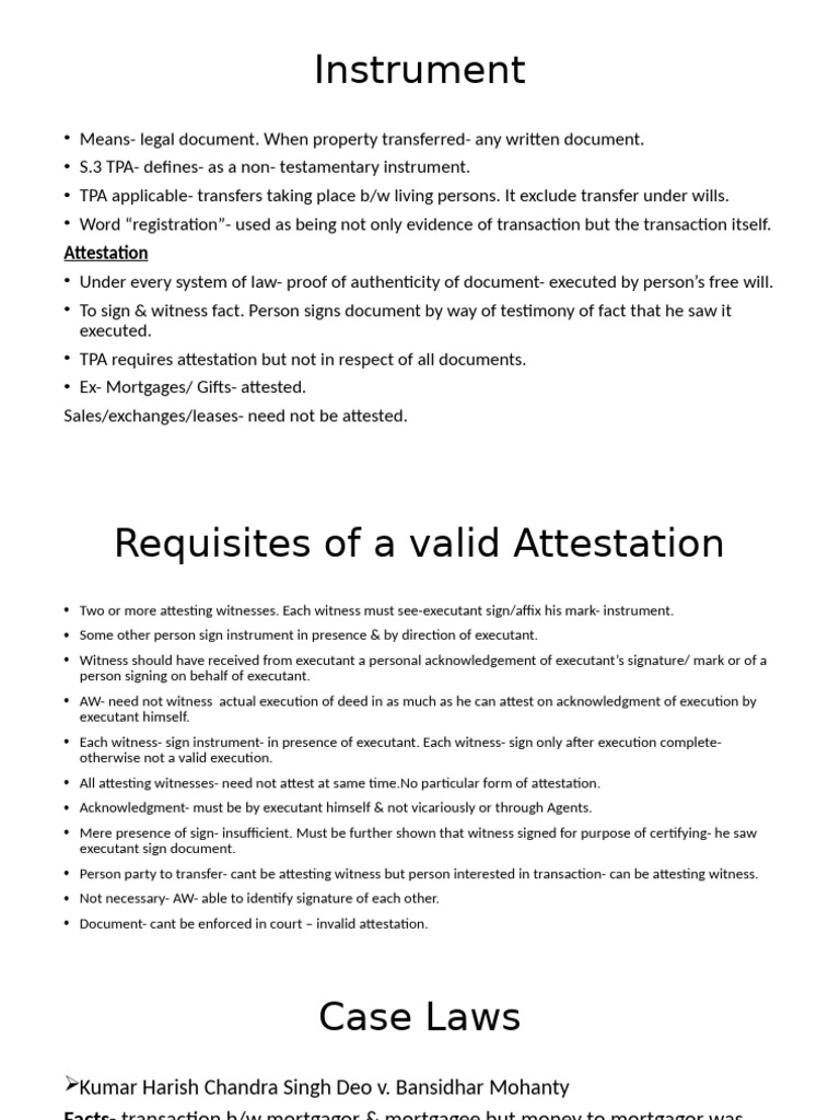 Understanding Legal Instruments and Attestation | PDF | Mortgage Law ...