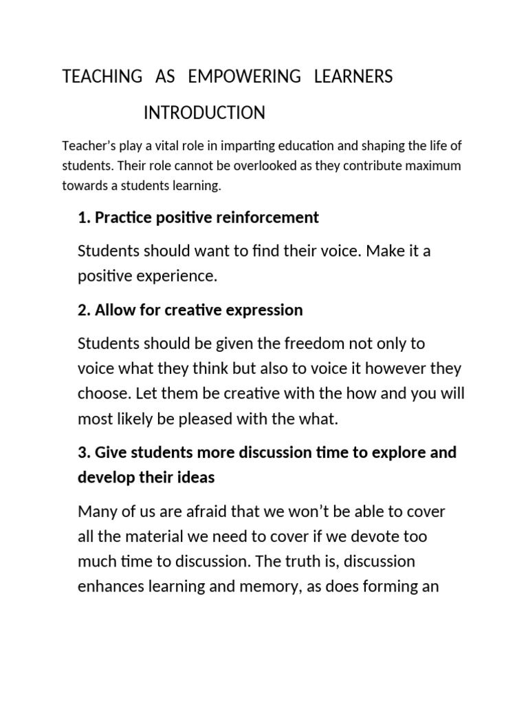 Teaching As Empowering Learners | PDF | Learning | Social Media