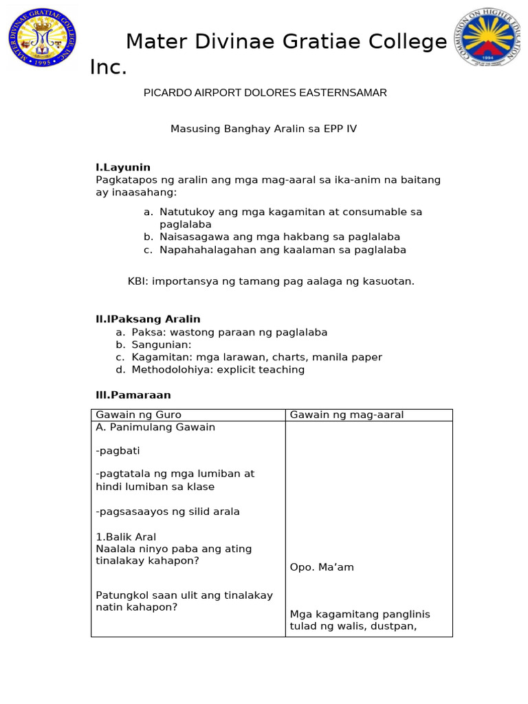 Masusing Banghay Aralin Sa EPP IV | PDF