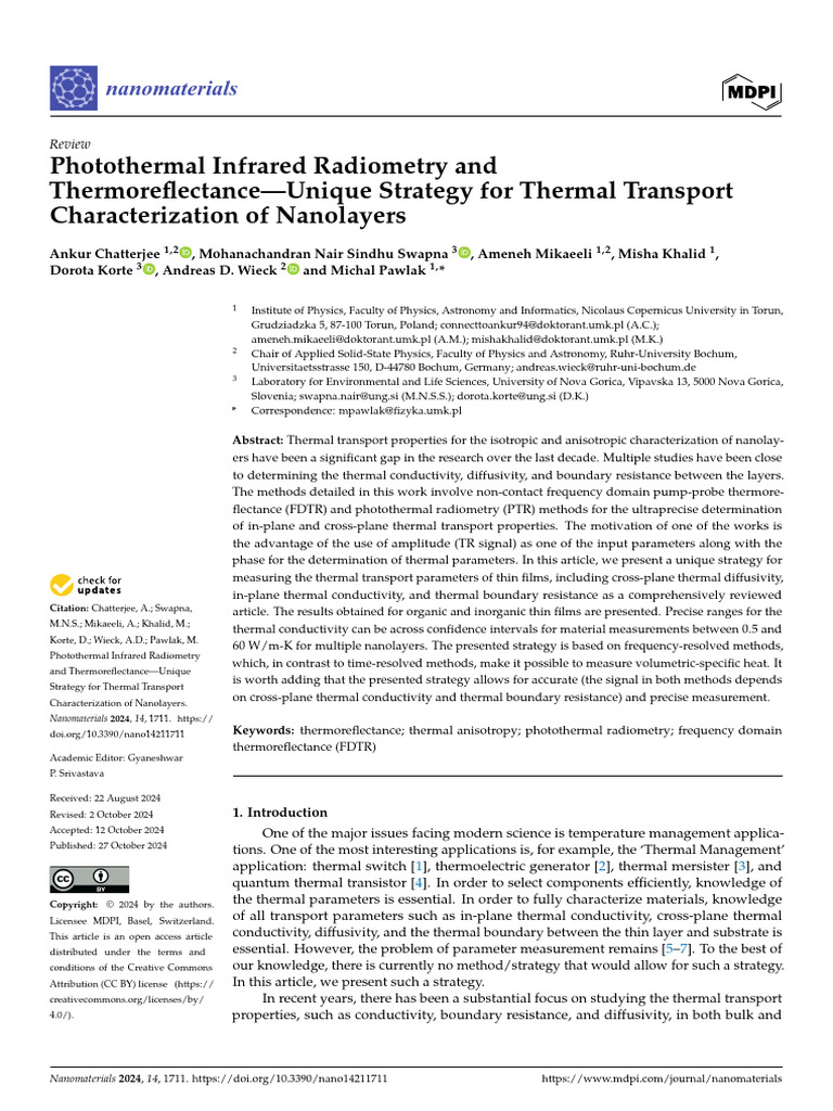 Photothermal Infrared Radiometry and Thermoreflect | PDF | Laser ...