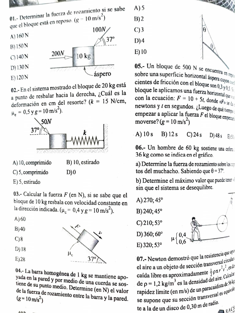 Ejercicios Estatica | PDF | Fricción | Mecánica