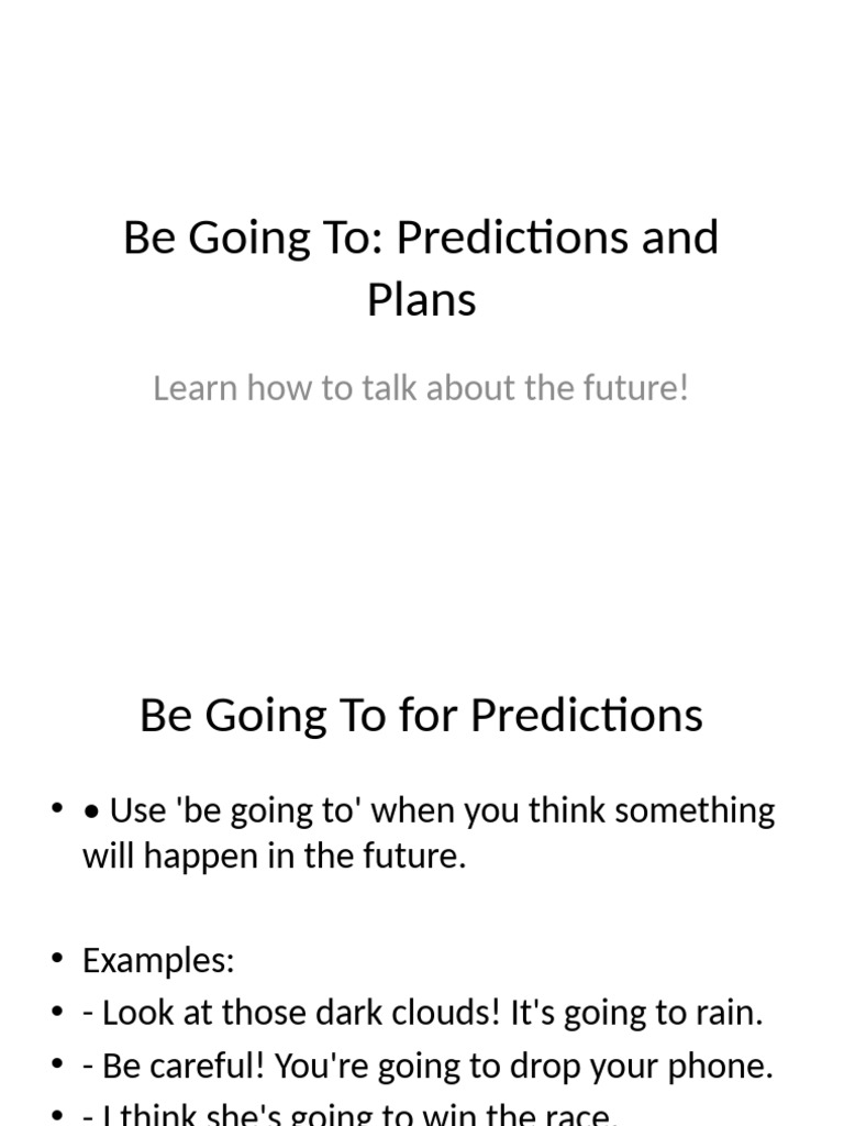 Future Predictions and Plans in English | PDF
