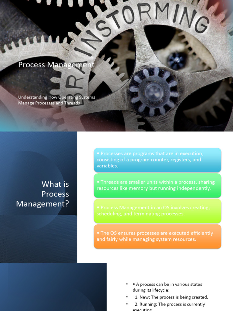 Process Management Presentation | PDF | Process (Computing) | Scheduling (Computing)