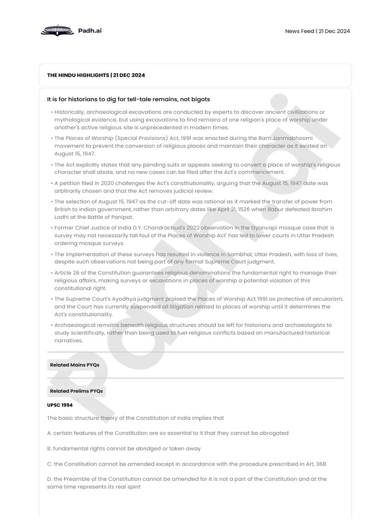 Article 26 and Religious Rights Debate | PDF | Constitution ...