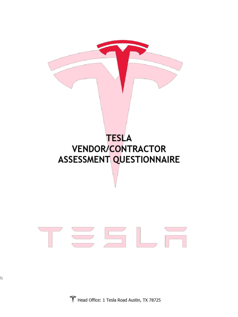 Tesla Vendor Questionnaire | PDF | Business
