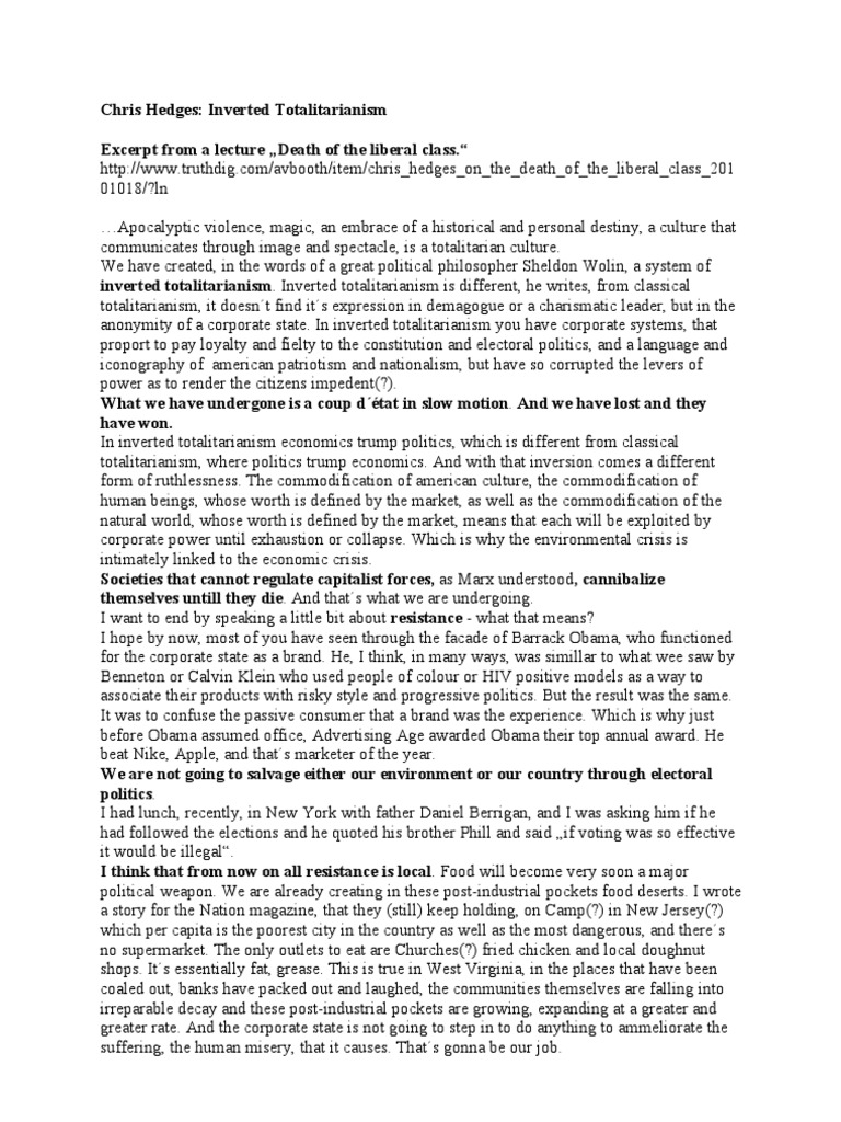 Inverted Totalitarianism Explained | PDF | Political Theories ...