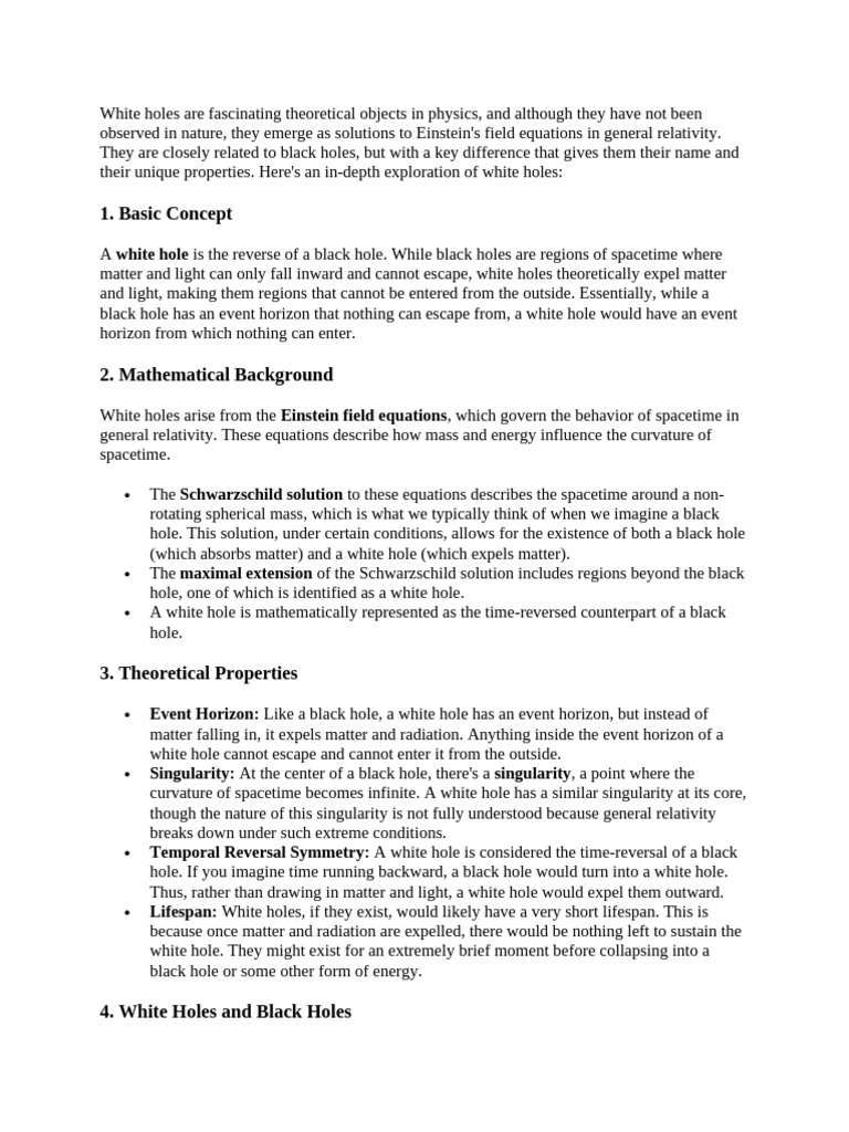 White Holes Are Fascinating Theoretical Objects in Physics | PDF ...