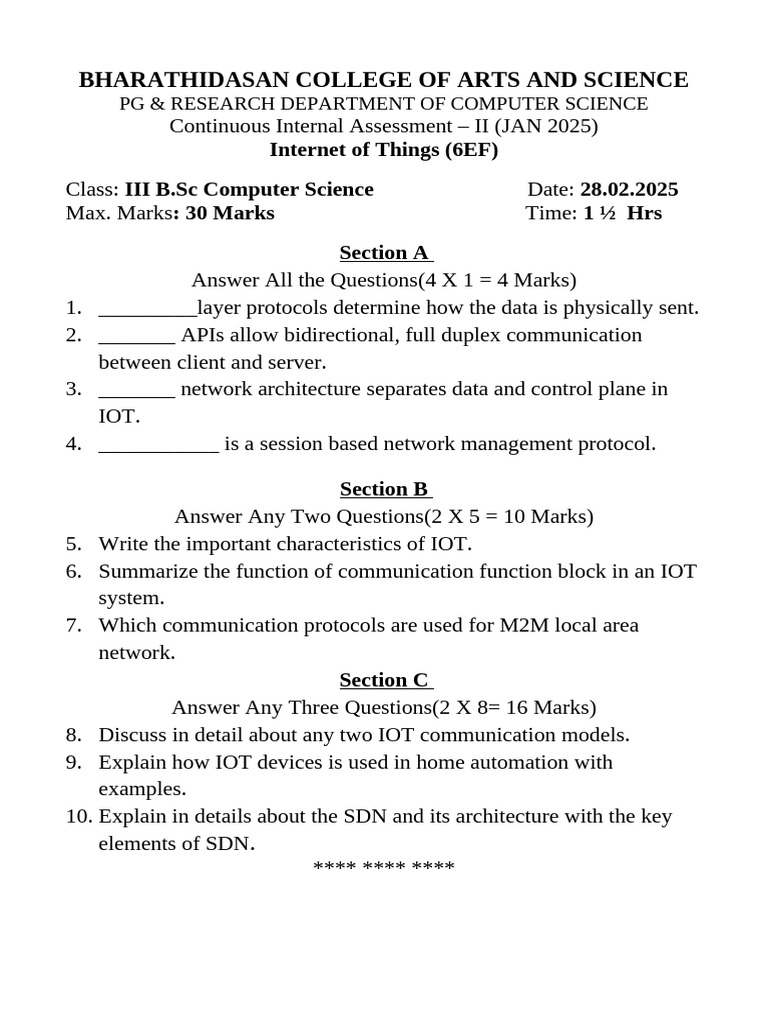 III CS IOT Feb 2025 | PDF