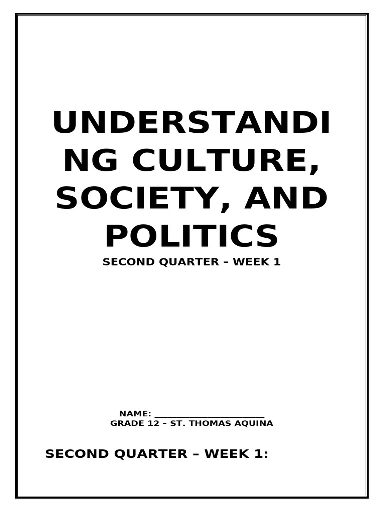 Ucsp 2nd Quarter Module 1 | PDF | Kinship | Family