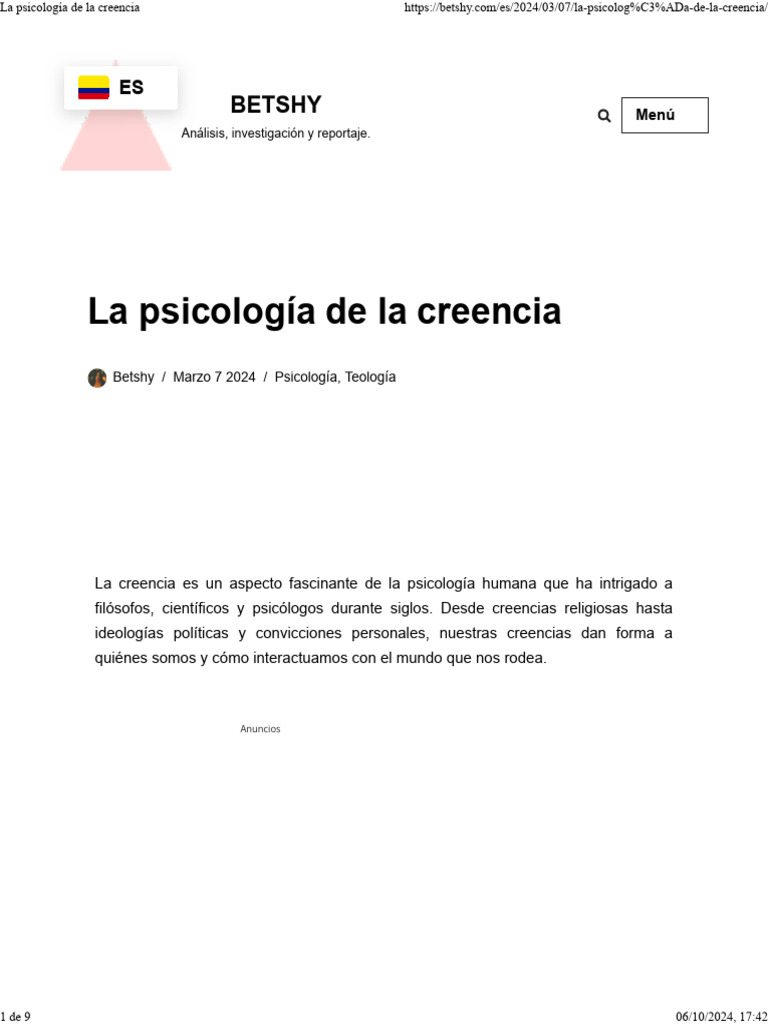 Psicología de las creencias humanas | PDF | Sicología | Las emociones