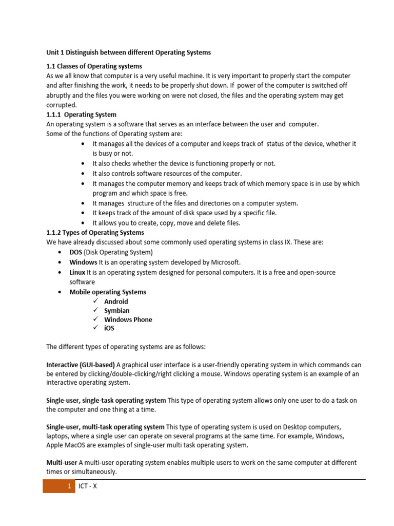 ICT Skills - II (Part - A - Unit - 3) | PDF | Operating System ...