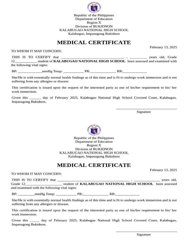 medical certificate | PDF | Medicine | Health Care