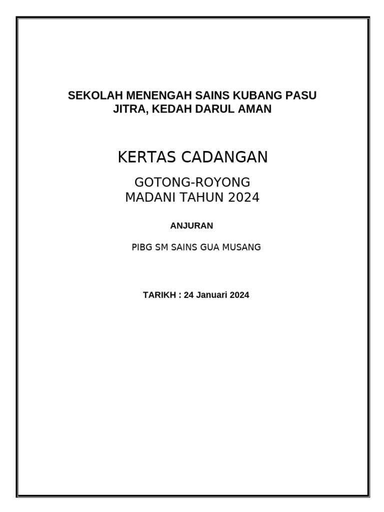 Kertas Kerja GORO Madani 2023 - 2024 FASA 2 | PDF