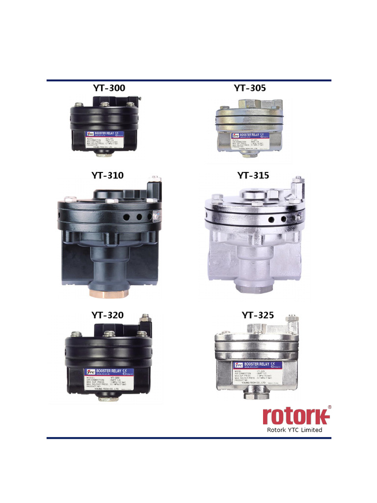 Volume Booster Relays YT-300 305 310 315 320 325 Series Product Manual ...