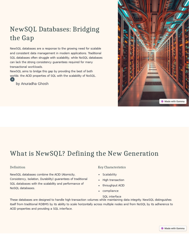 NewSQL Databases Bridging The Gap | PDF | No Sql | Databases