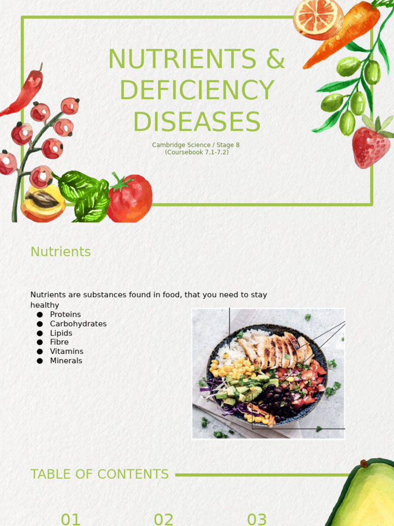 Topic 7.1, 7.2 Nutrients and Deficiency Diseases | PDF | Foods | Nutrition
