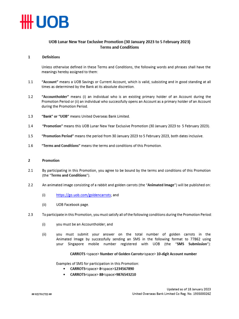 UOB Lunar New Year Promotion 2023 | PDF | Private Law