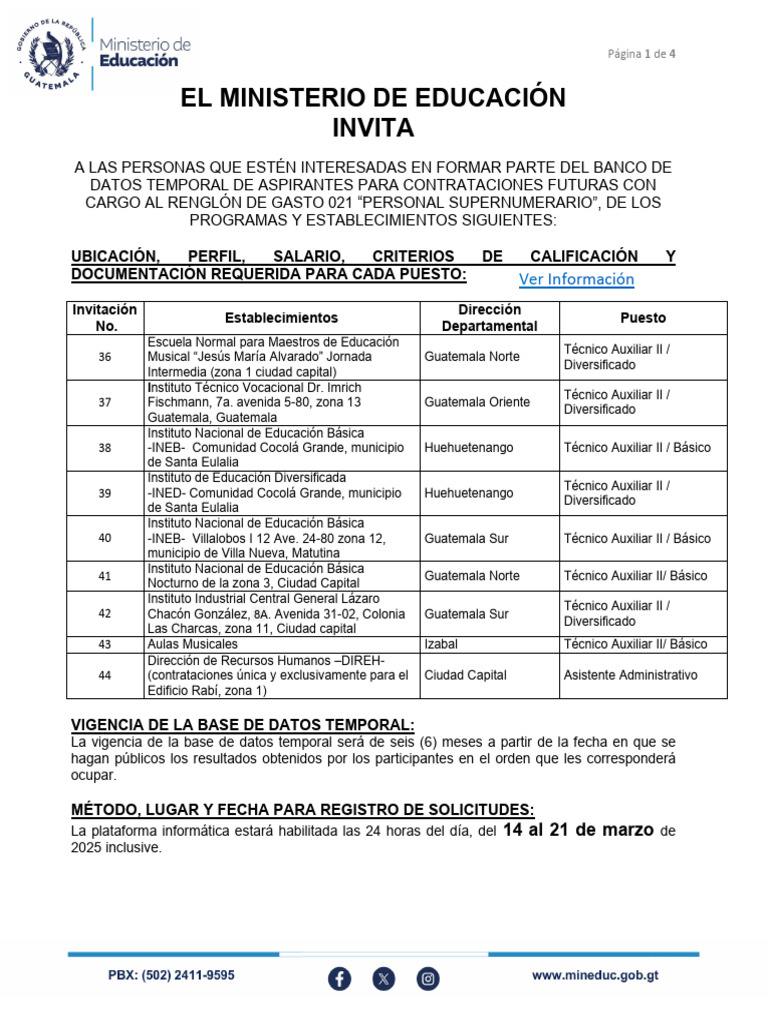 Invitaciones 36 A La 44 para Programas y Establecimientos | PDF | Guatemala