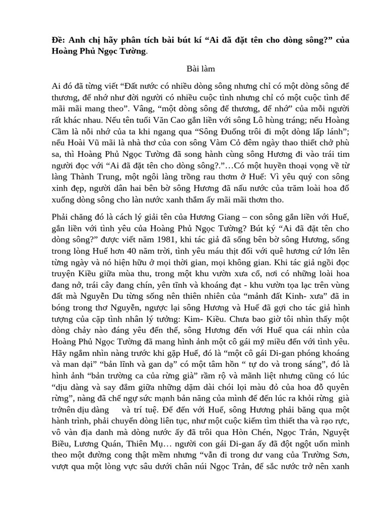 Ai Đã Đặt Tên Cho Dòng Sông | PDF