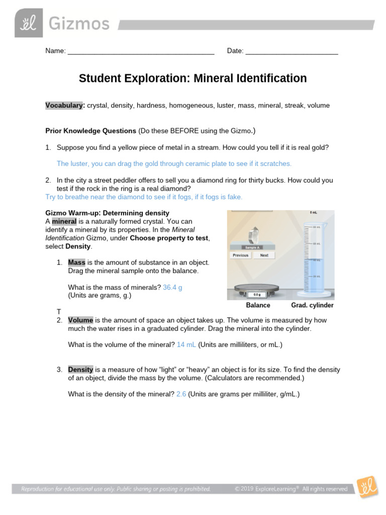 ES, 4.5 MineralIdentificationSE Gizmo | PDF | Minerals | Mineralogy