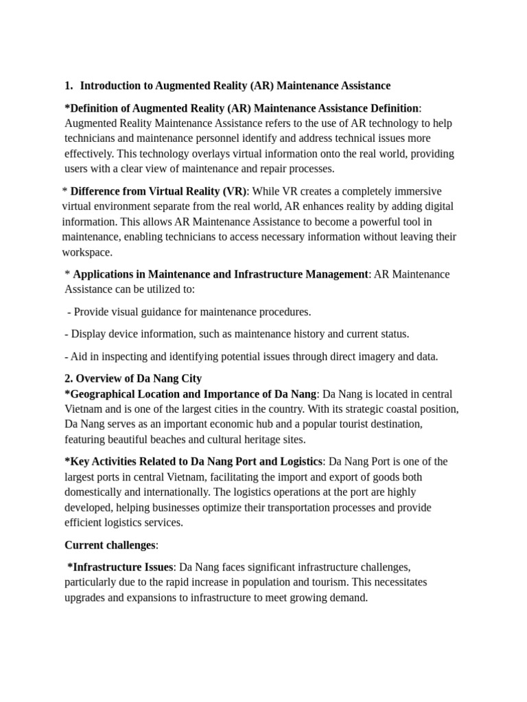 Bản thảo Augmented Reality (AR) Maintenance Assistance | PDF | Augmented Reality | Computing
