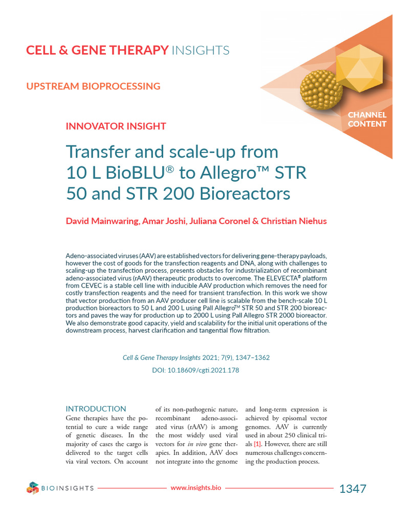 Scalable AAV Production with ELEVECTA | PDF | Viral Vector | Transfection