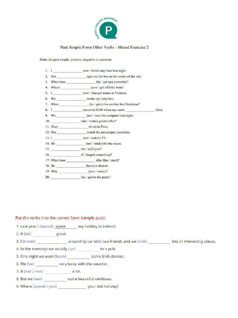 Simple Past Practice | PDF