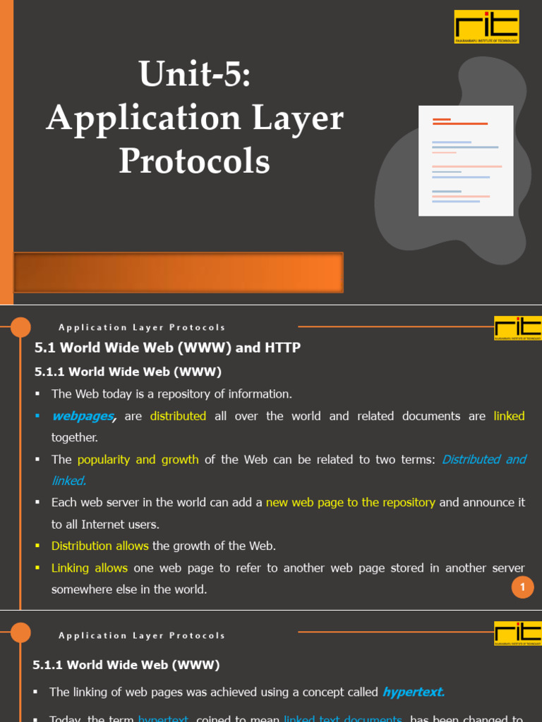 Unit-5 - Application Layer Protocols | PDF | World Wide Web | Internet & Web