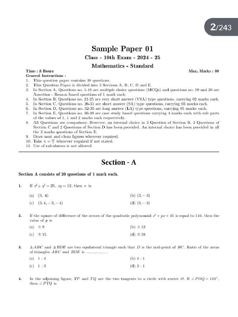 Sample Paper 2 Mathematics | PDF