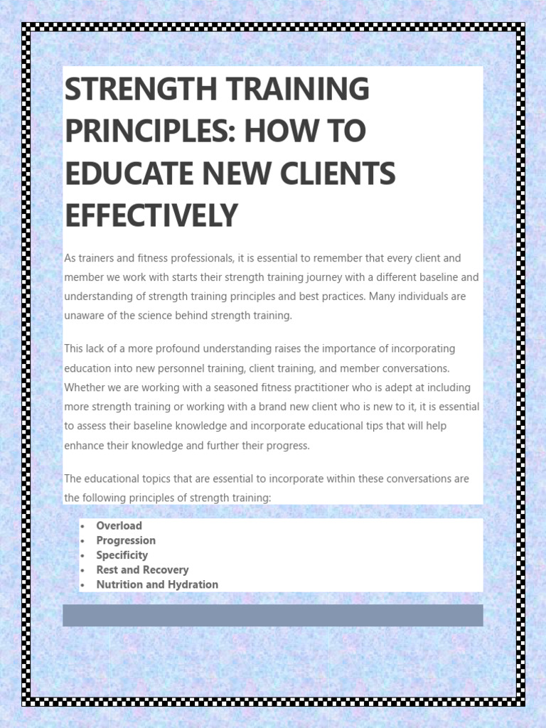 Educating Clients on Strength Training Principles | PDF | Strength ...