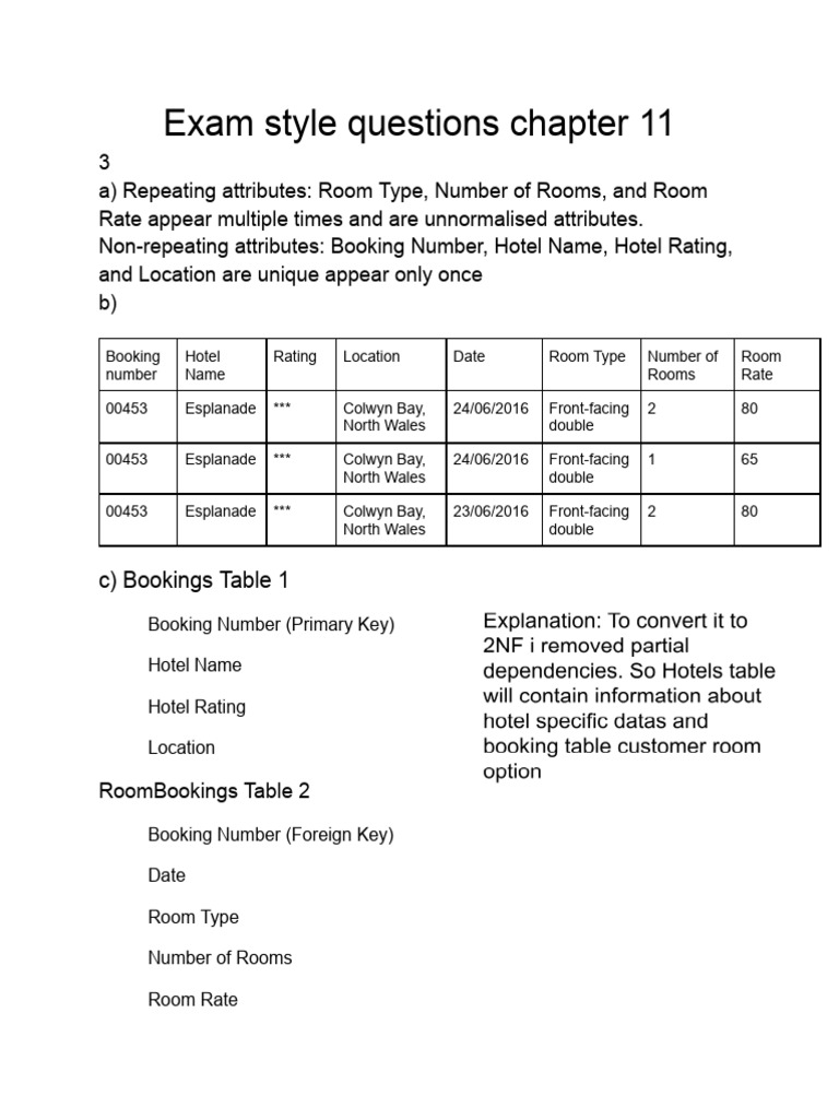 Exam Questions on Database Normalization | PDF