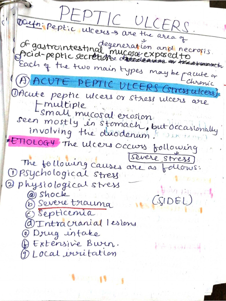 Peptic Ulcers - Notes | PDF