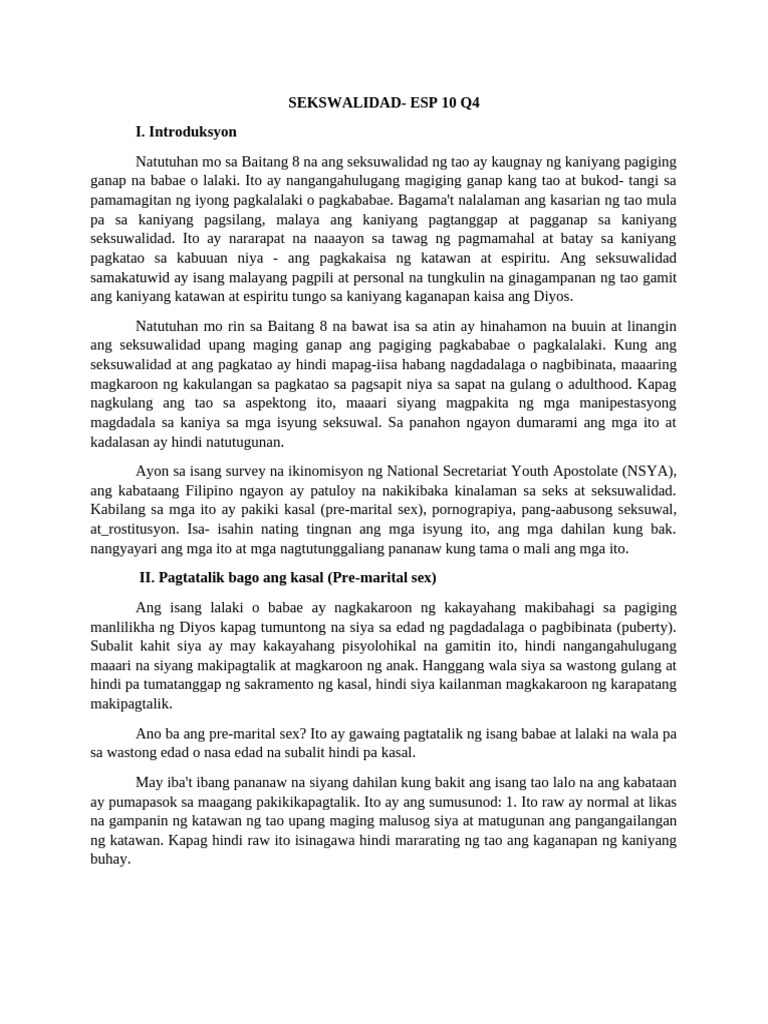 ESP 10- Sekswalidad | PDF