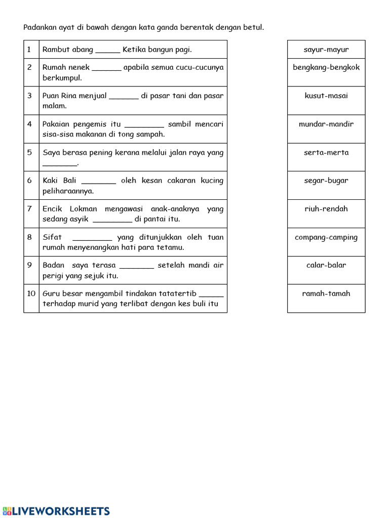 Padanan Ayat Kata Ganda Berentak | PDF