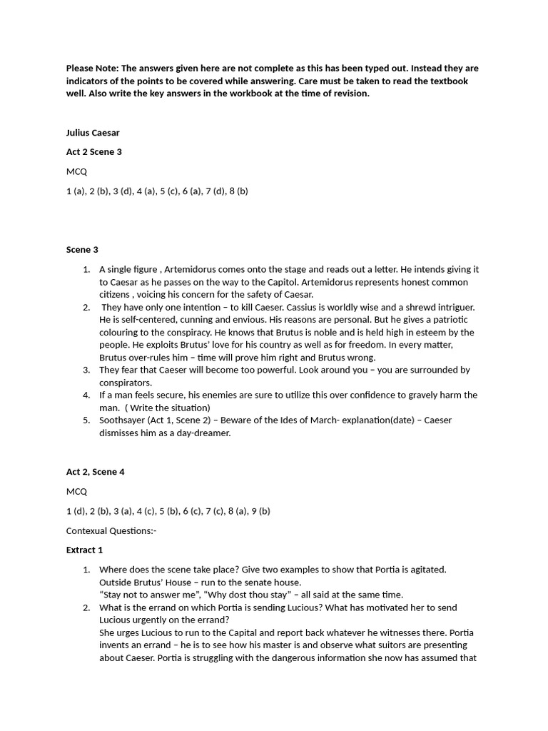 Julius Caesar- Act 2 Scene 3, 4 | PDF | Julius Caesar