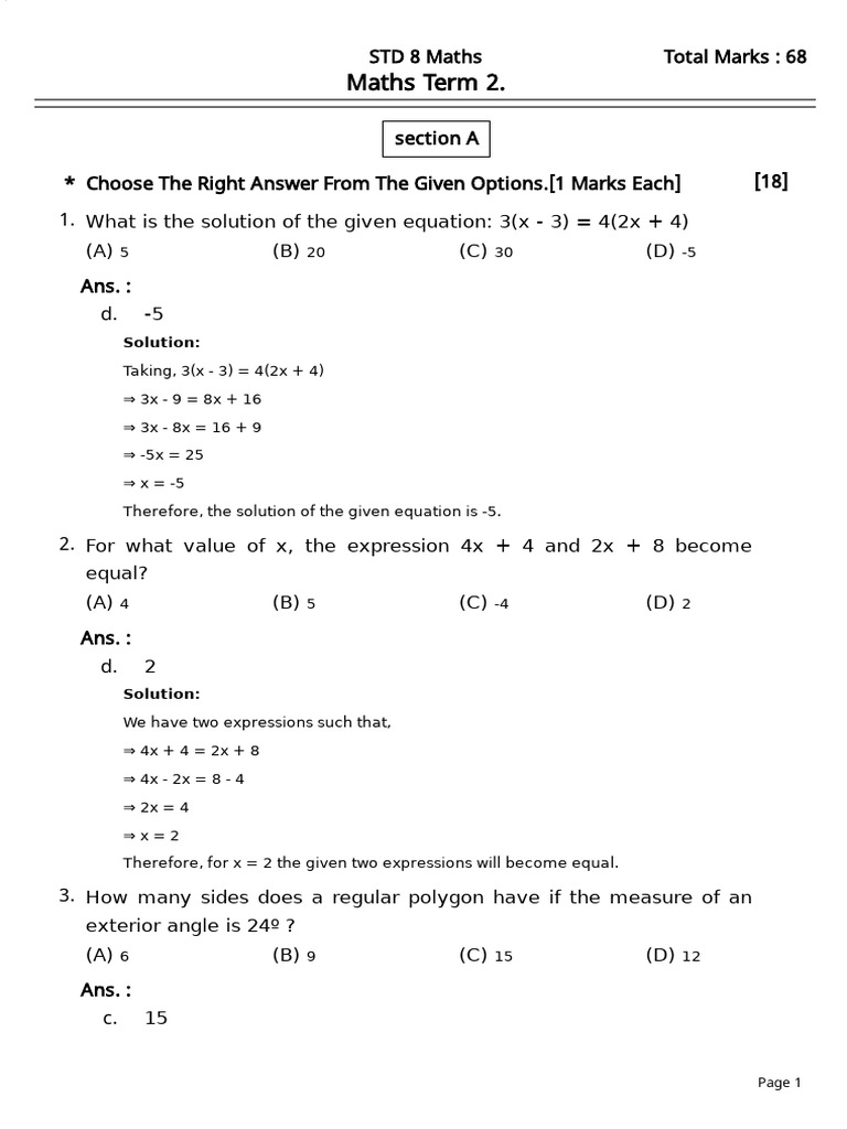 Sanjuba Maths Term 2. - Solution | PDF | Area | Mathematics