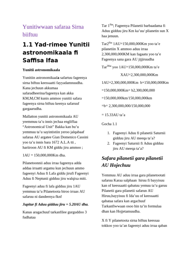 Yunitiwwaan Safaraa Sirna Biiftuu | PDF